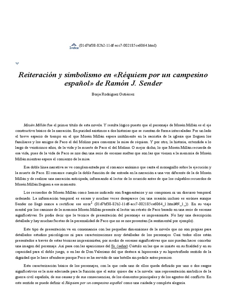 Reiteración y Simbolismo en - Requiem Por Un Campesino Español - de ...