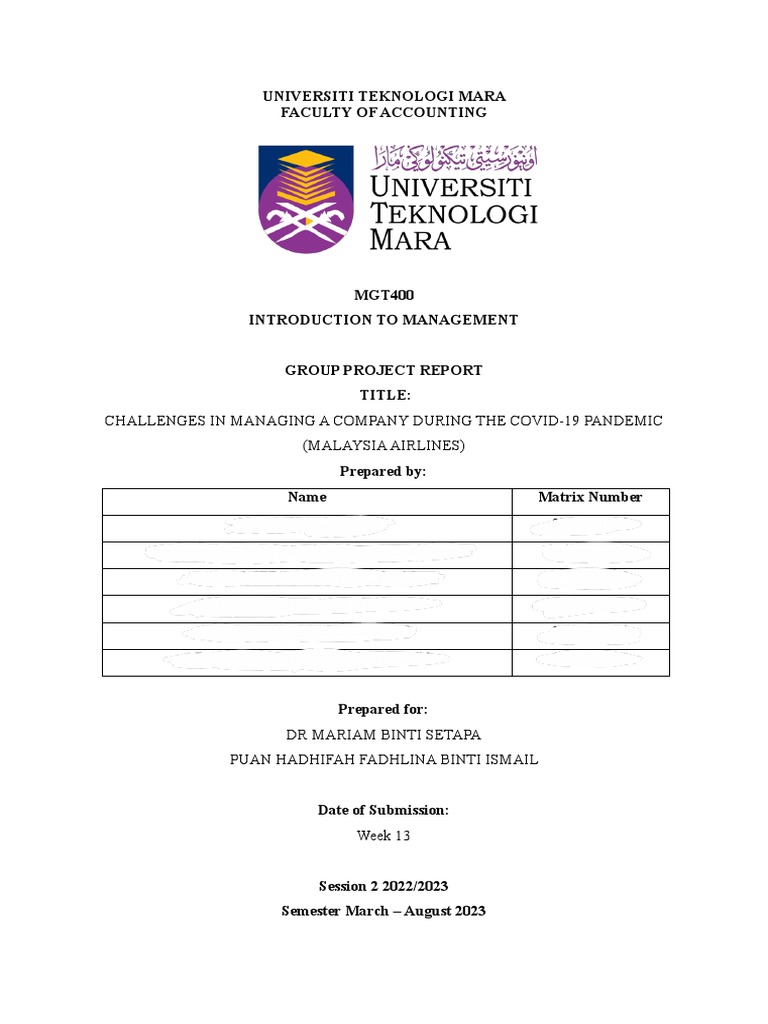MGT400 Group Project 2 - Malaysia Airline System | PDF | Business