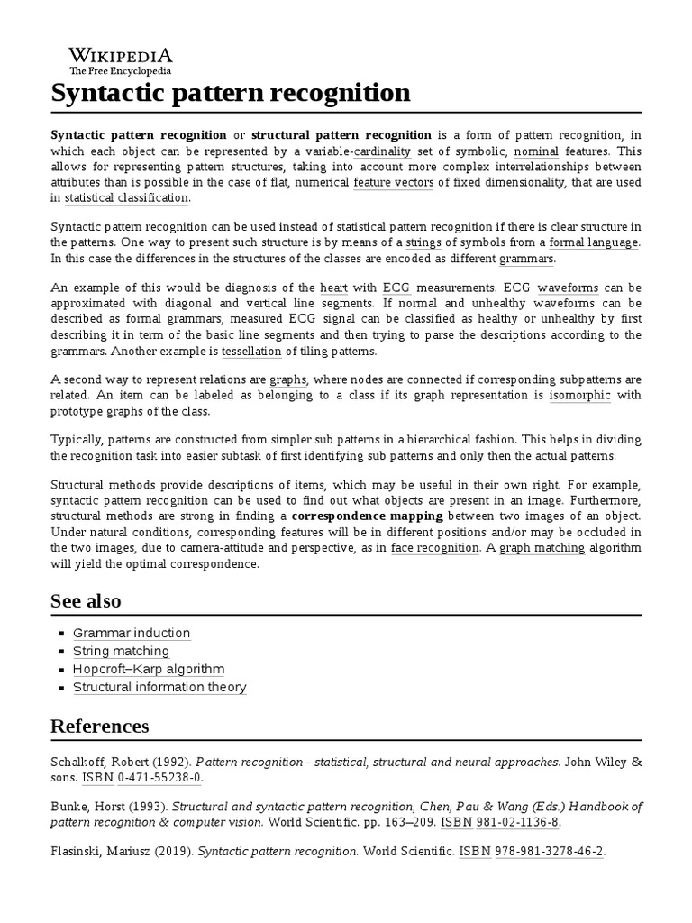 Syntactic_pattern_recognition | PDF | Pattern Recognition | Applied Mathematics