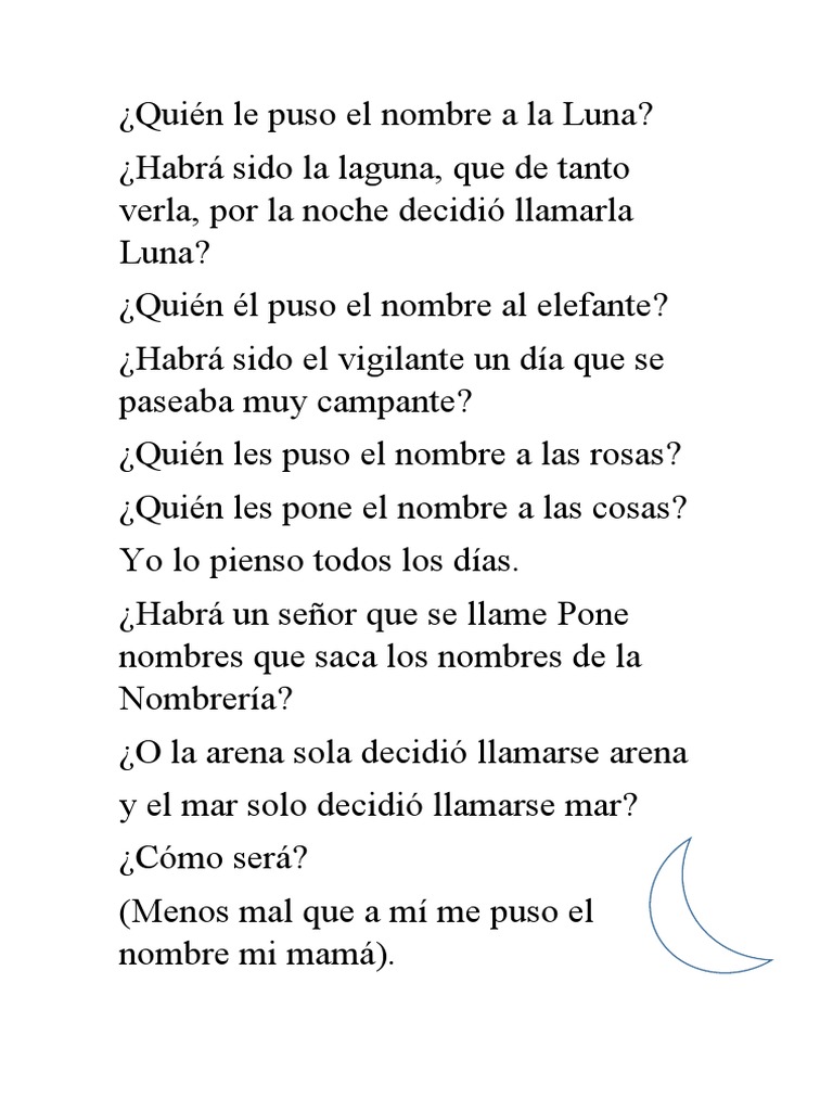 Quién Le Puso El Nombre A La Luna | PDF