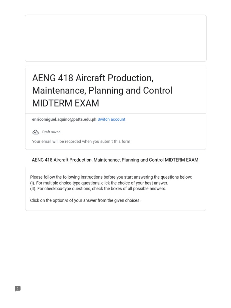 AENG 418 Aircraft Production, Maintenance, Planning and Control MIDTERM EXAM | PDF | Transport ...