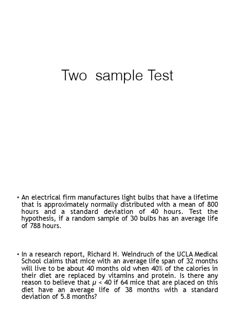 Two Sample Test | PDF | Science & Mathematics