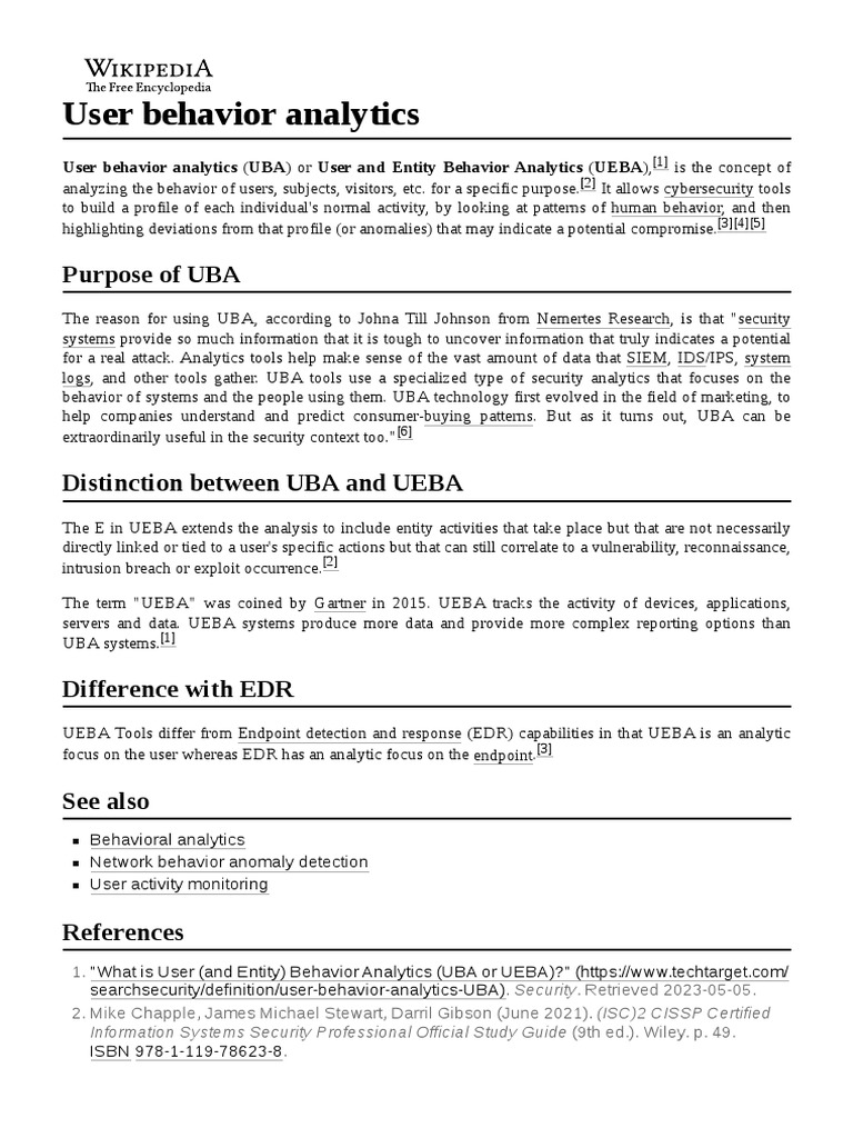 User Behavior Analytics Pdf Security Computer Security 4044