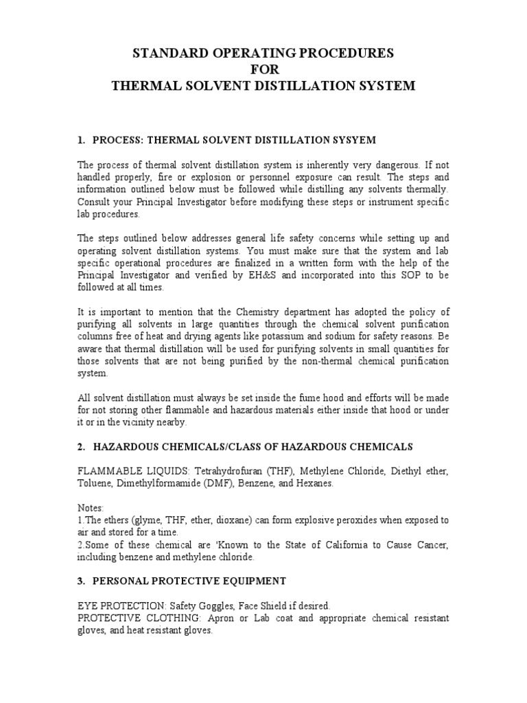 Solvent-Distillation Set Up | PDF | Solvent | Tetrahydrofuran