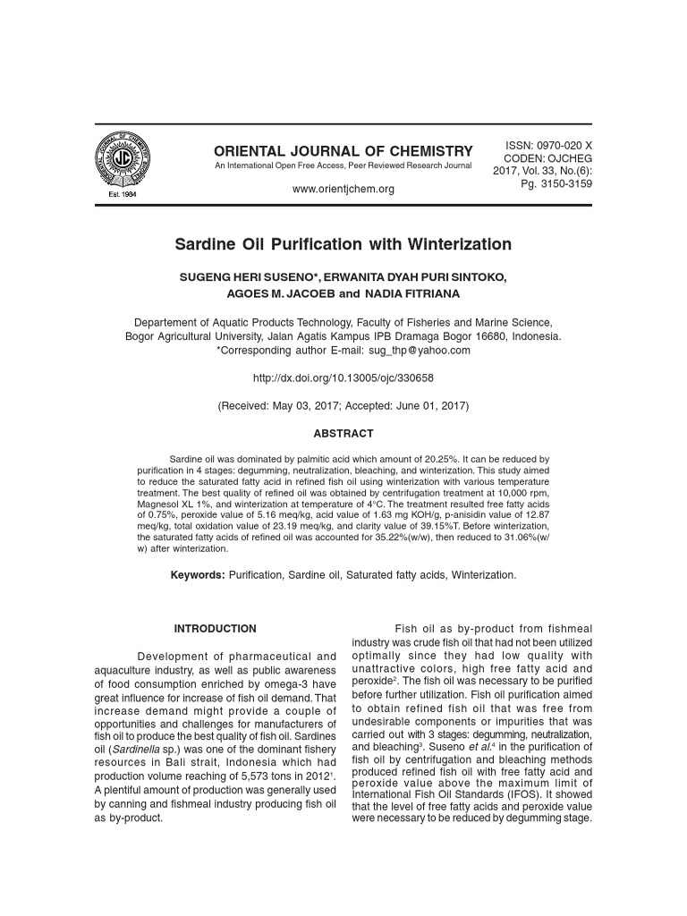 Winterization | PDF | Omega 3 Fatty Acid | Fatty Acid