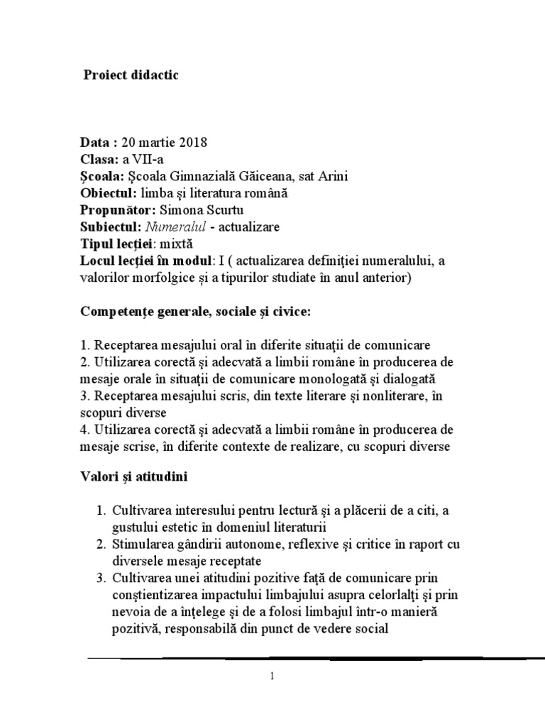 Model Plan Lectie | PDF