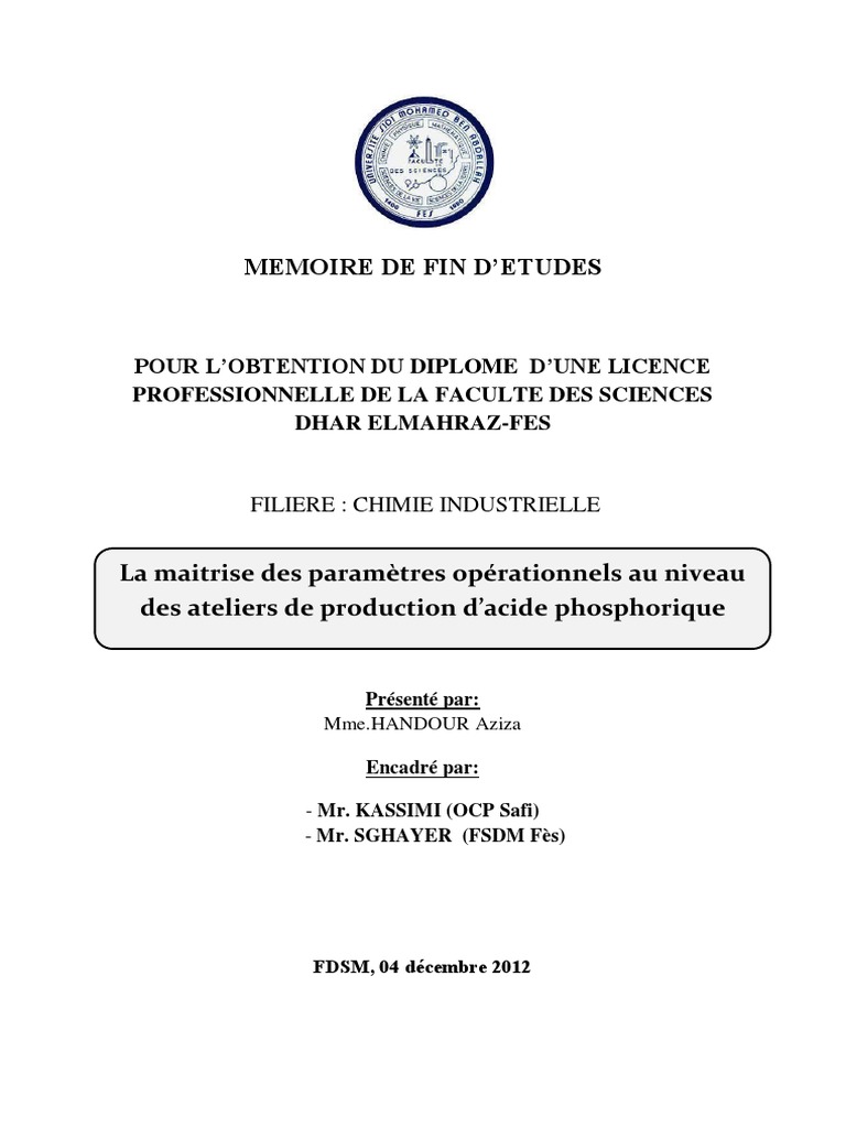 Pfe Ocp Safi 2019 Handour | PDF | Substances chimiques | Chimie