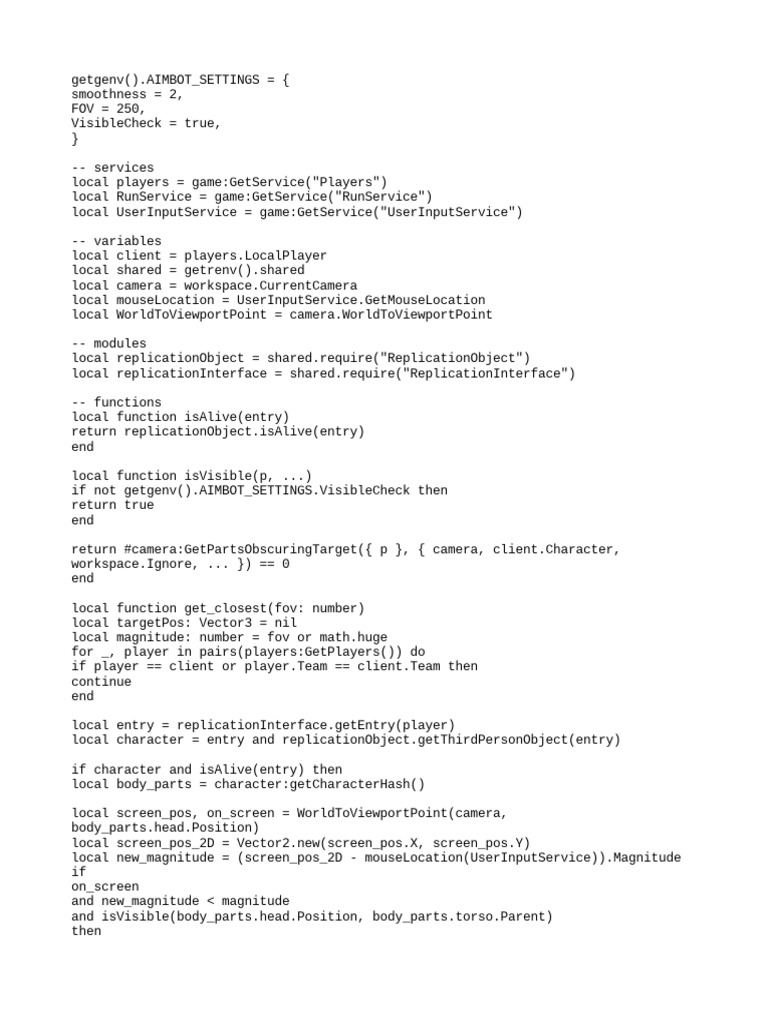 Phantom Forces AIMBOT SCRIPT | PDF | Computing | Computer Programming