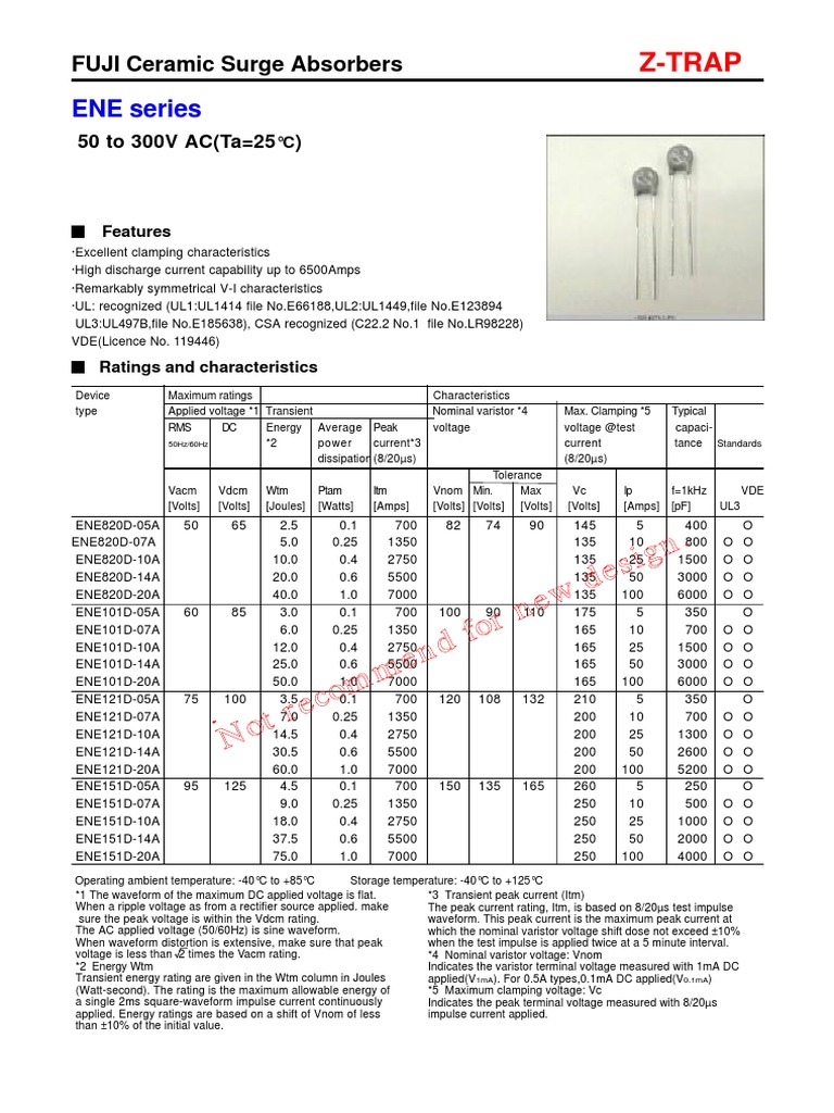 FUJI ENE Series Surge Absorbers | PDF | Electrical Equipment ...