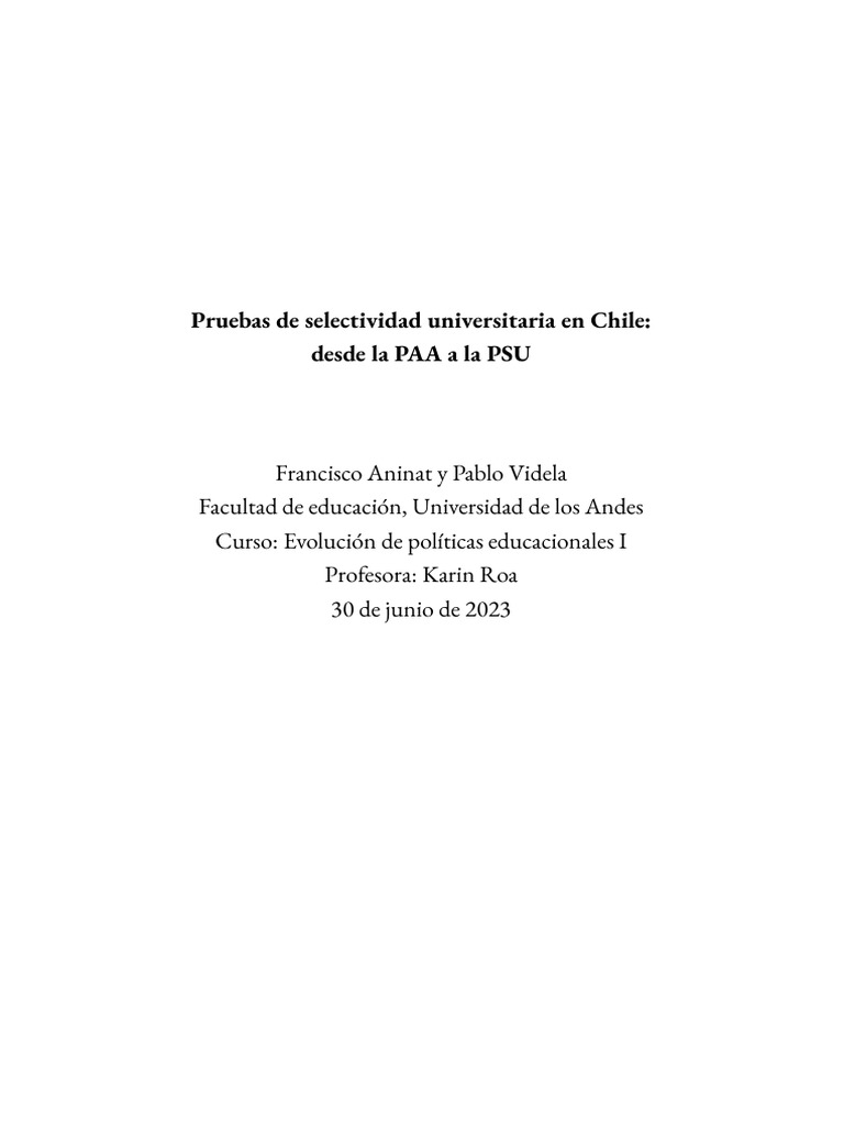 Policy Brief - Pablo Videla y Francisco Aninat | PDF | Plan de estudios ...