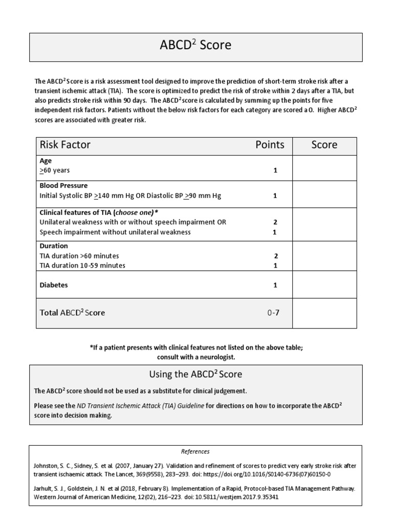 ABCD2 Score | PDF | Stroke | Epidemiology