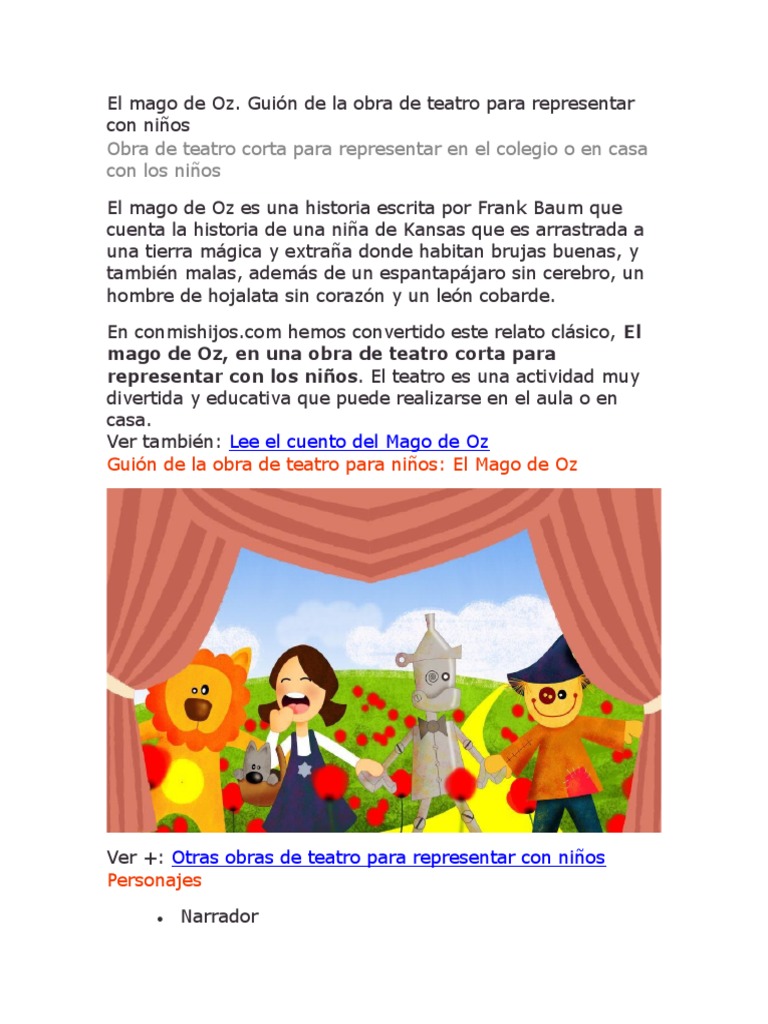 Mago de Oz Guion Corto | PDF | Wizard Of Oz (Personaje) | Dorothy Gale