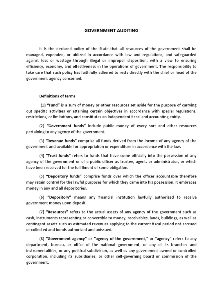 Government Auditing Lesson 1 1 Pdf Audit Accounting