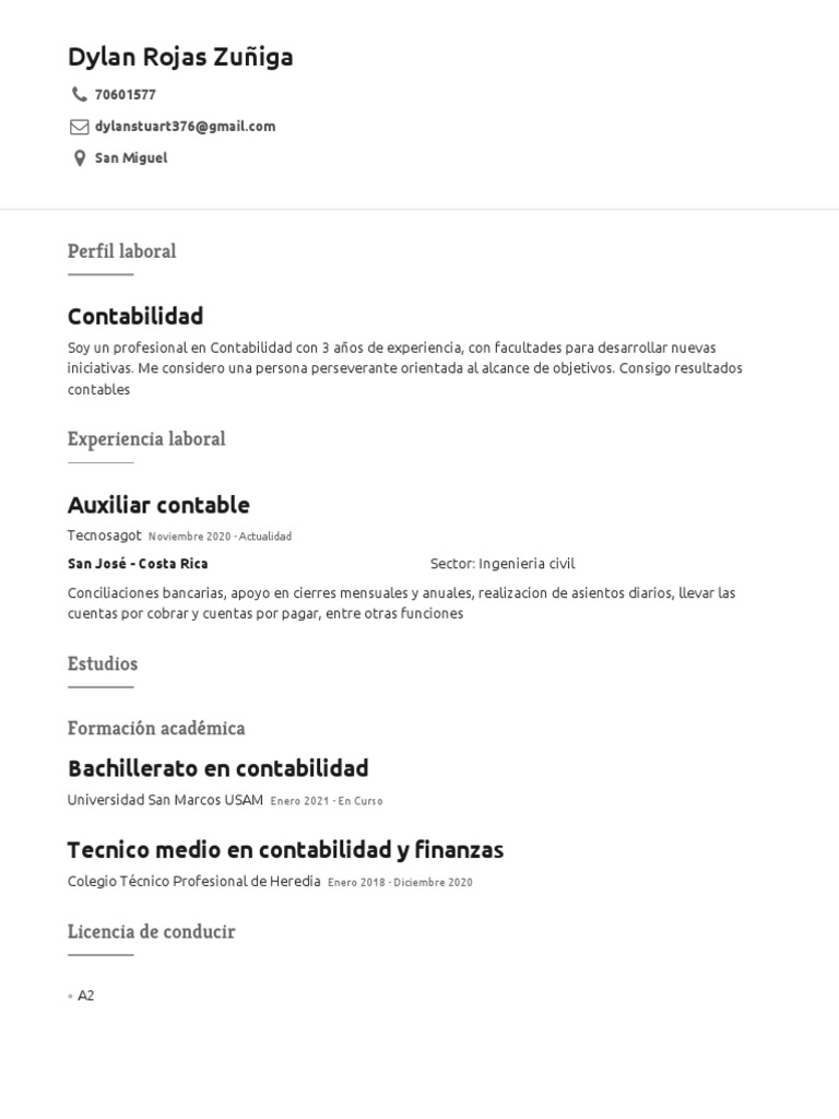 Curriculo - Dylan Rojas Zuñiga | PDF