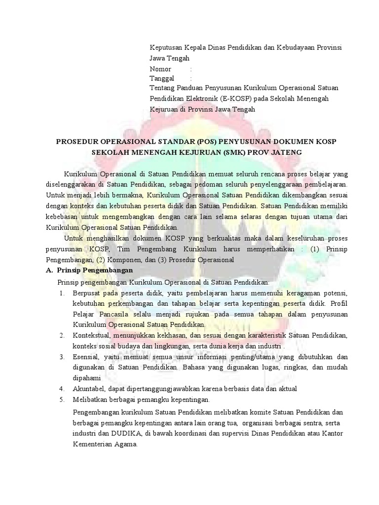 Draft POS Dan Intrumen Penyusunan E - KOSP Tahun 2023 | PDF | Karier & Perkembangan