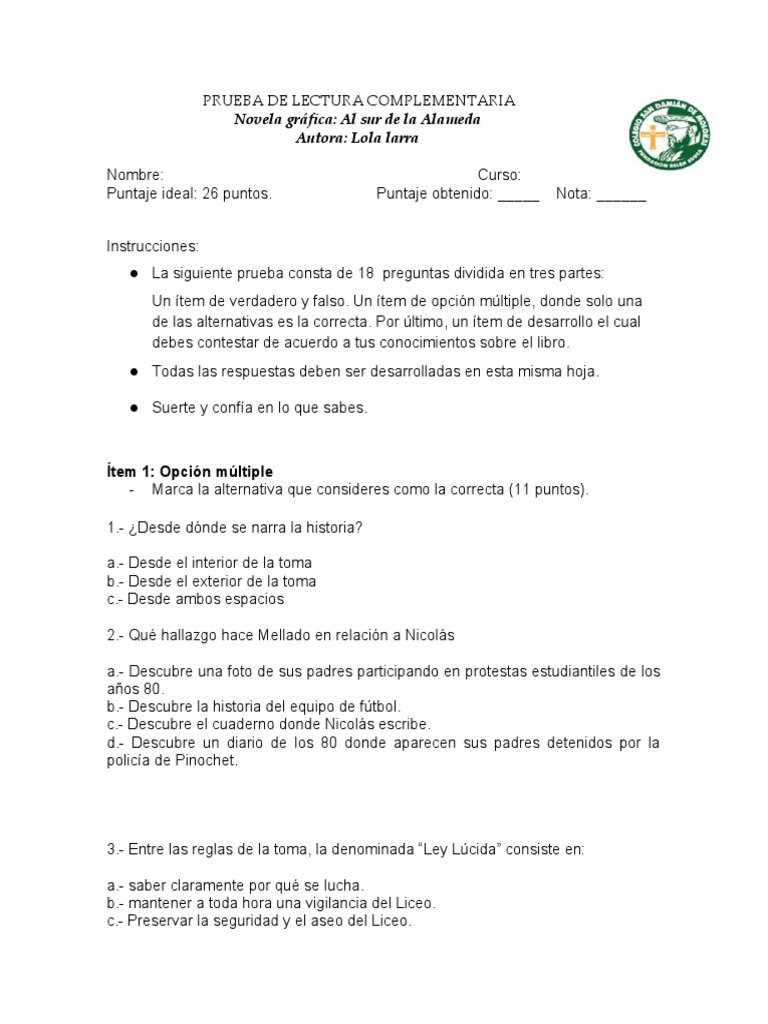 Prueba Al Sur de La Alameda Imprimir | PDF