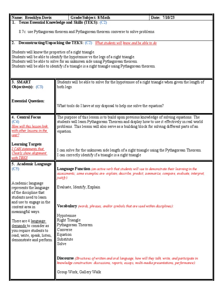 Edtpa Lesson Plan Guide LPG | PDF | Triangle | Communication