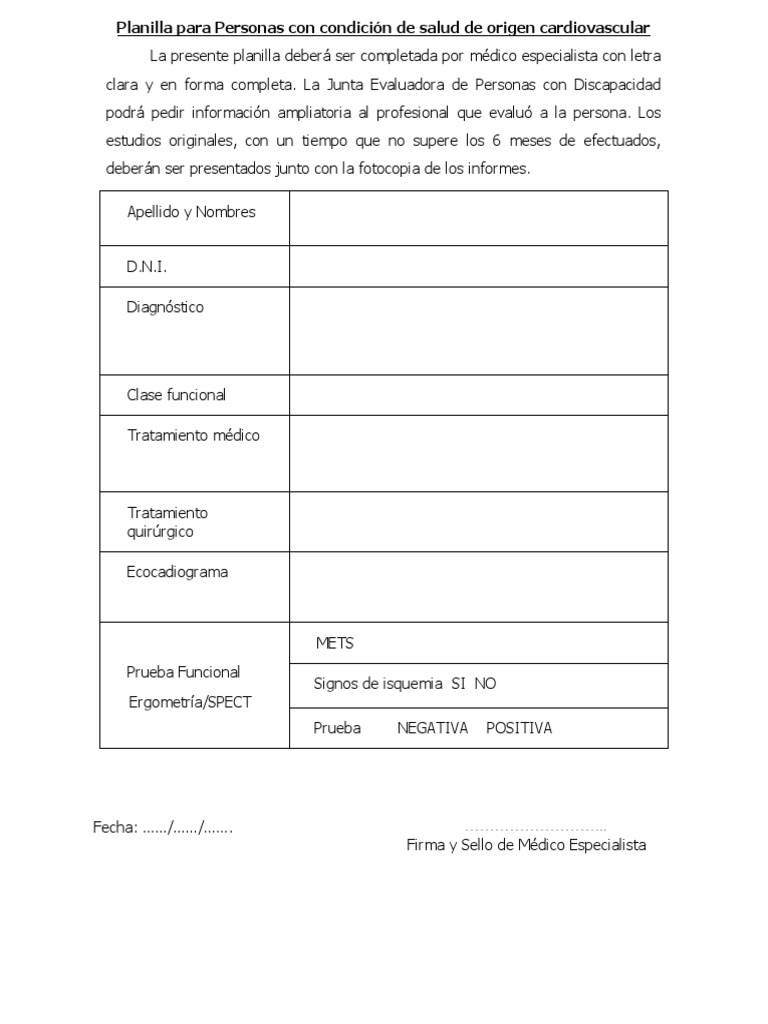 Planilla Cardiovascular | PDF