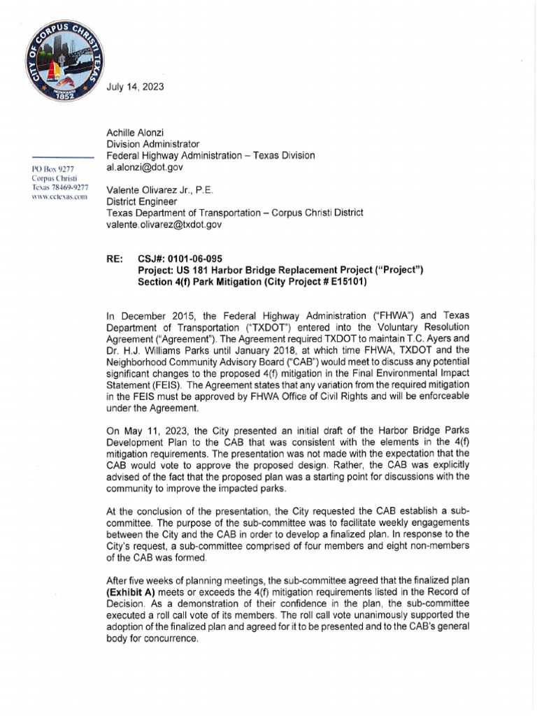 City Letter FHWA | PDF