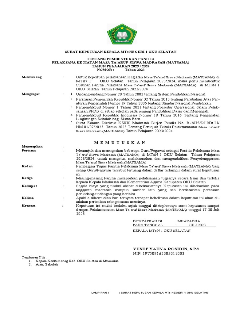 SK Panitia Matsama 2023 | PDF