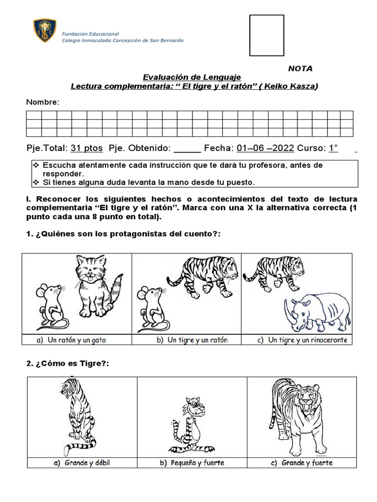 Actividades del cuento "El tigre y el ratón" | PDF | Juegos y actividades