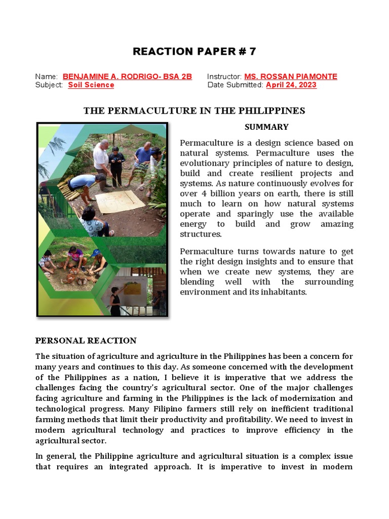 Reaction Paper 7 & 8 | PDF | Agriculture | Permaculture