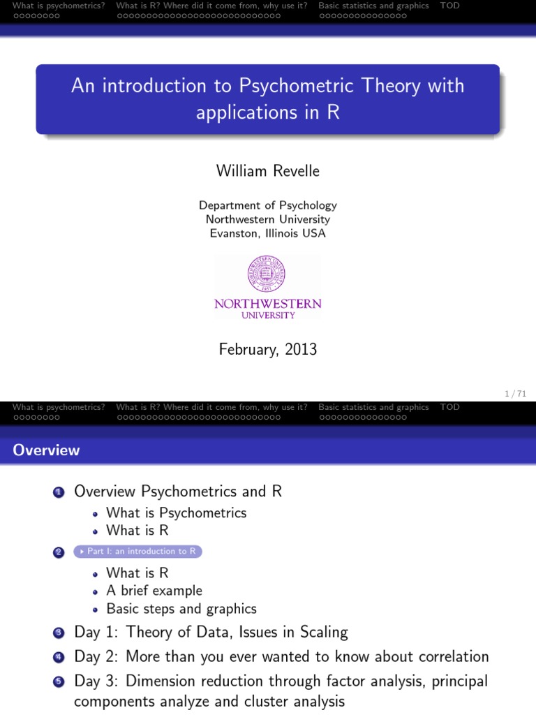 Psychometric R Overview | PDF | Psychometrics | Statistics