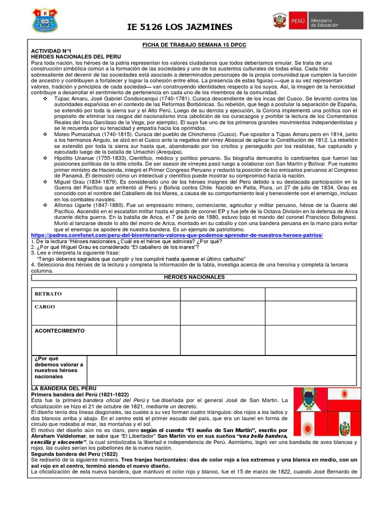 Ficha 15 DPCC 2do | PDF | Perú | América del Sur