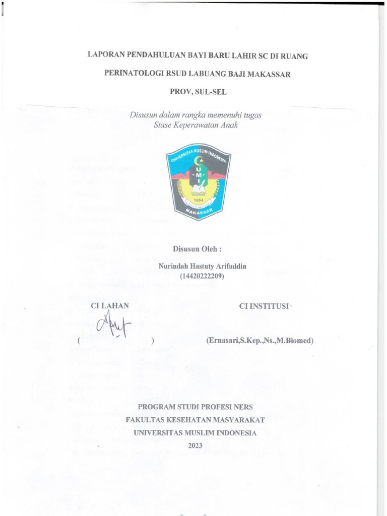 LP Bayi Baru Lahir SC Kep Anak | PDF
