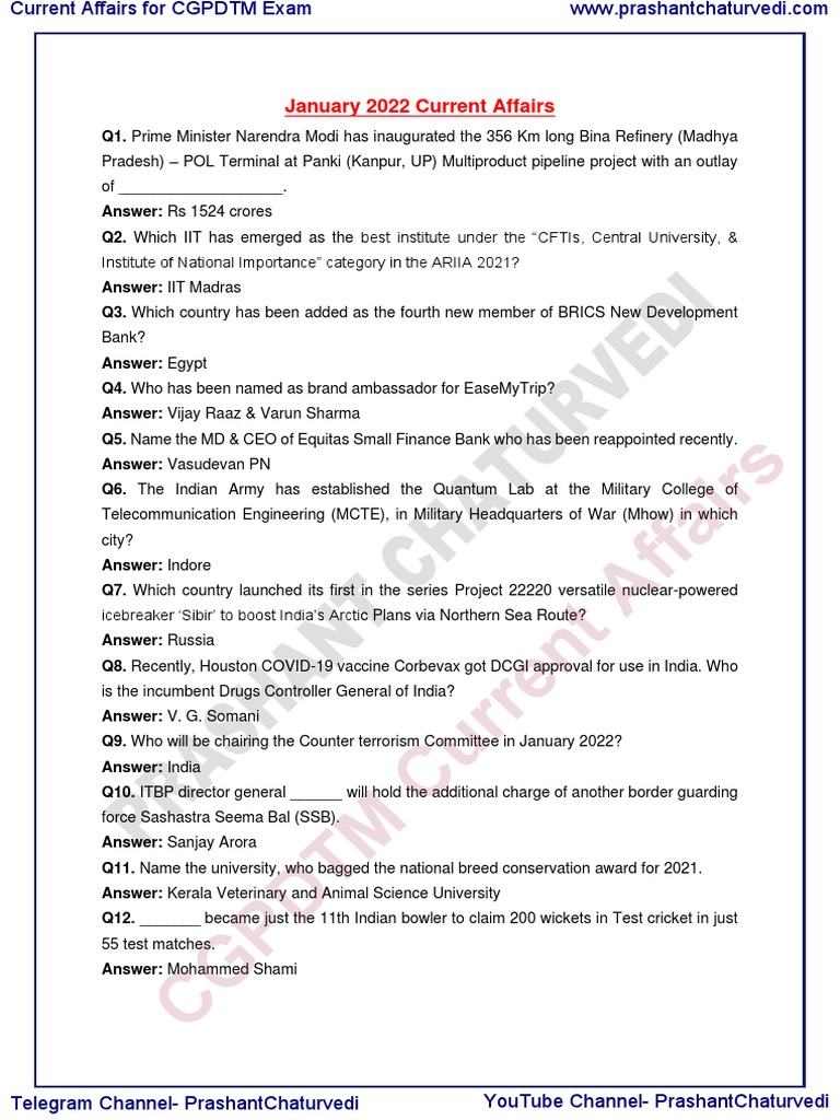 CGPDTM Current Affairs | PDF | Technology & Engineering