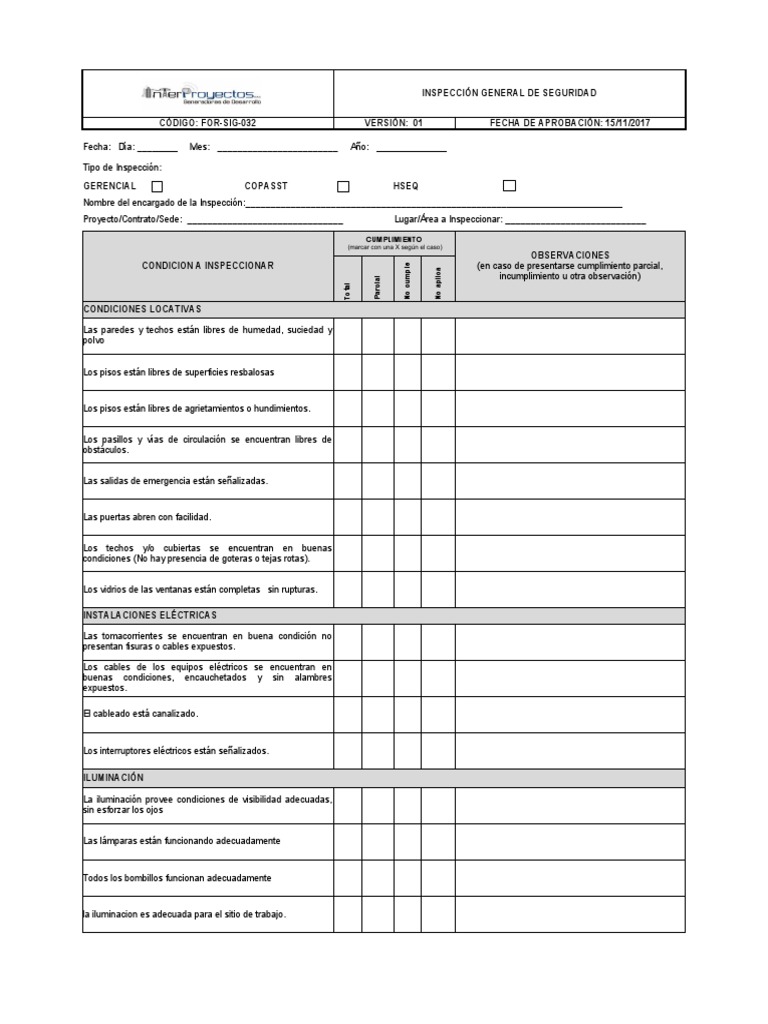 For-SIG-032 Inspeccion General de Seguridad | PDF