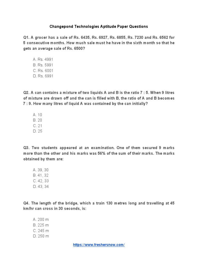Changepond Aptitude 1 | PDF | Osi Model | Computing