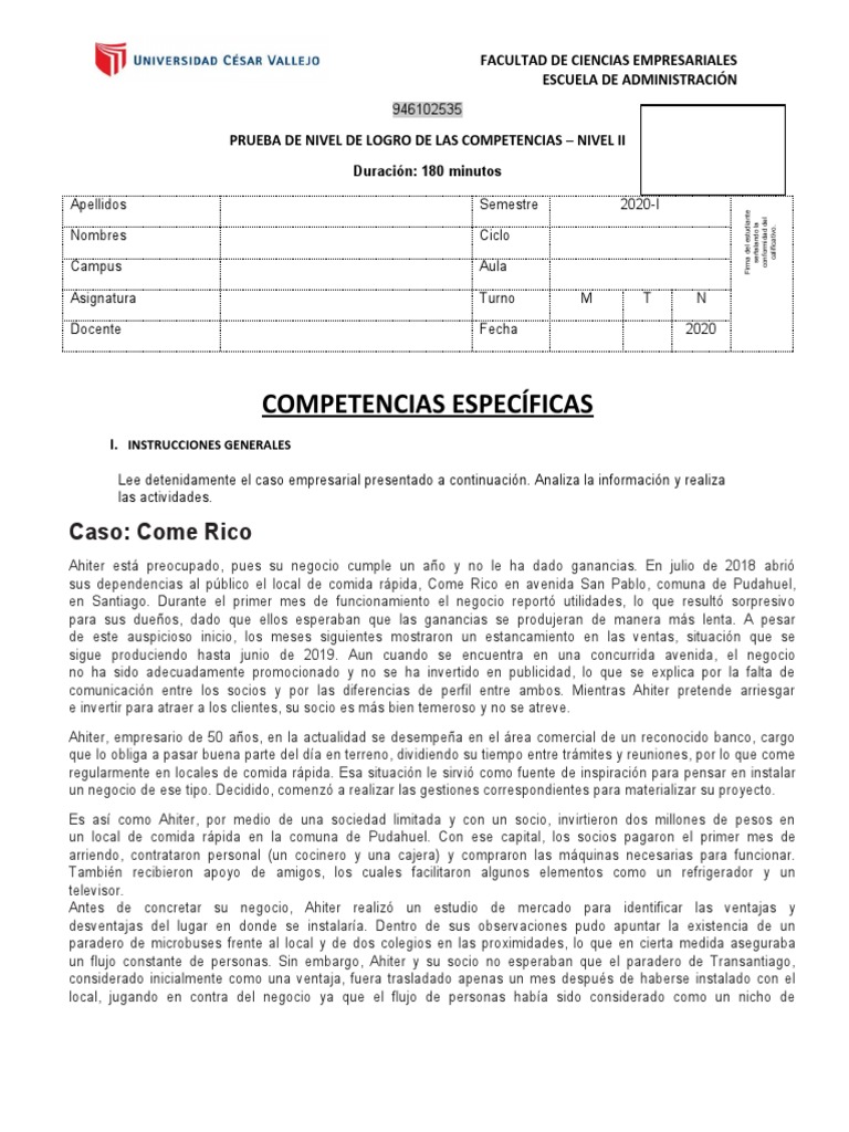 Prueba de Nivel de Logro de Competencias-Nivel 2 | PDF | Iniciativa empresarial | Mercado (economía)