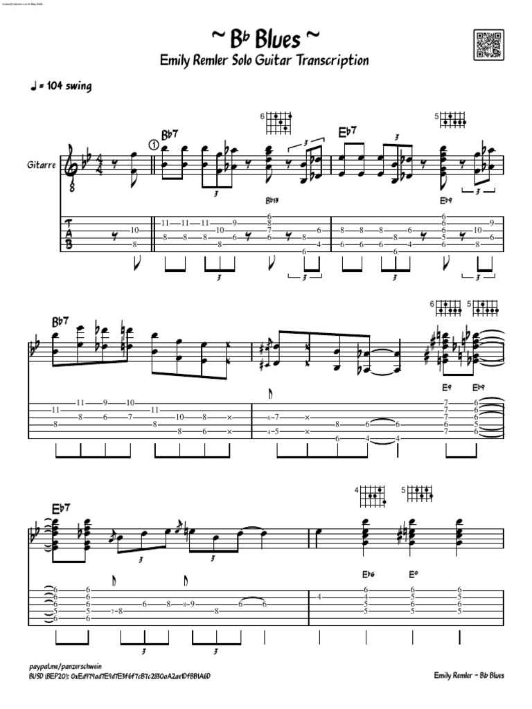 Emily Remler: Bb Blues Transcription | PDF | Musical Compositions ...
