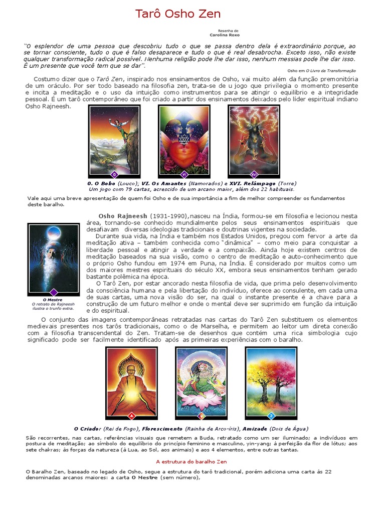 Osho Tarot - Clube Do Tarô - Tarot | Download grátis PDF | Tarô | Zen