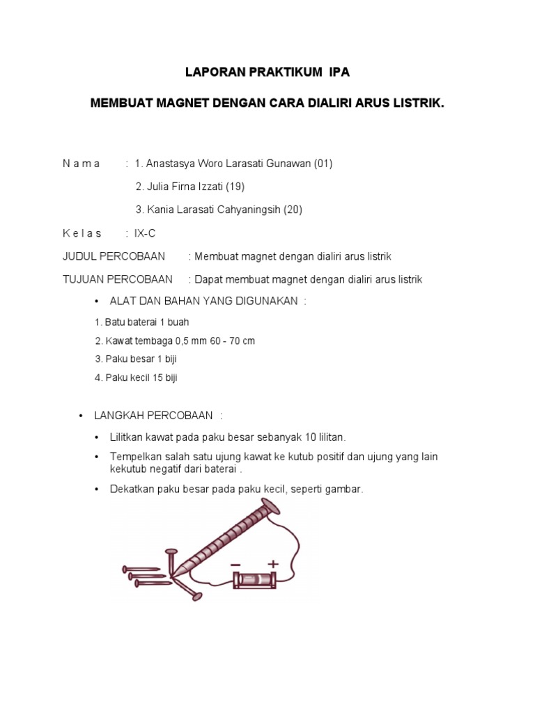 Praktikum Magnet: Elektromagnet Kelas 9 | PDF