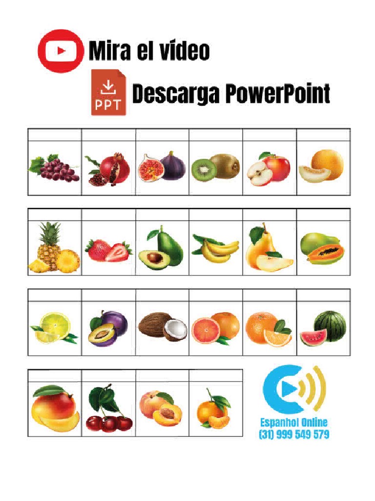 Vocabulario Frutas Pdf