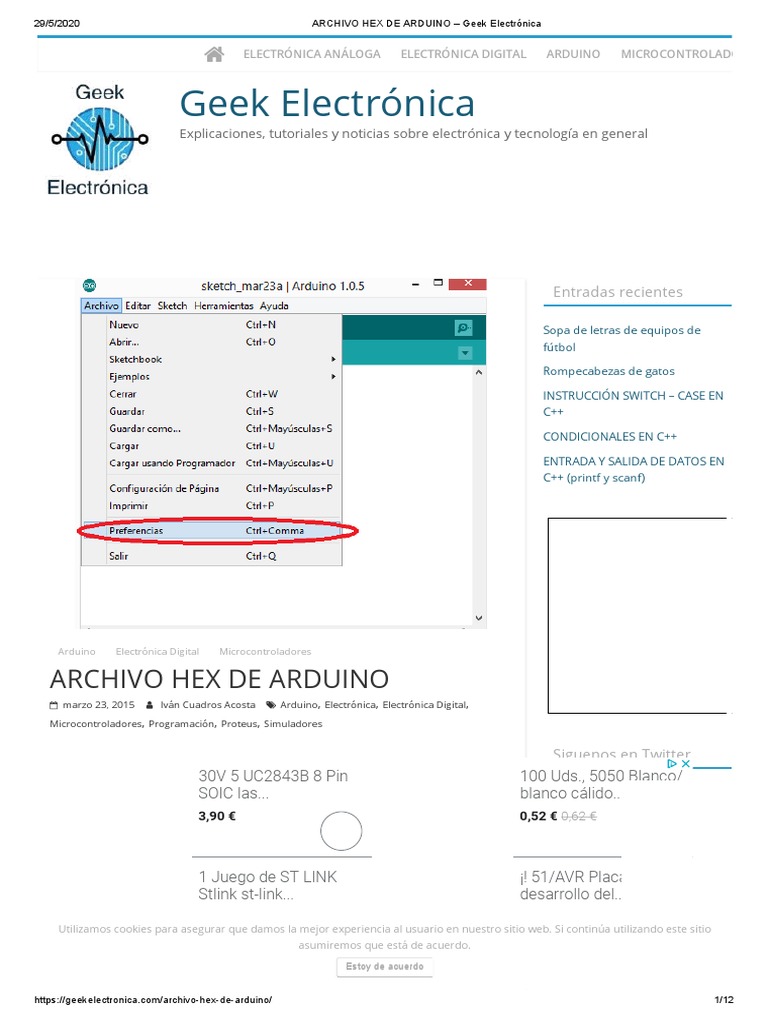 ARCHIVO HEX DE ARDUINO - Geek Electrónica | PDF | Arduino | Archivo de computadora