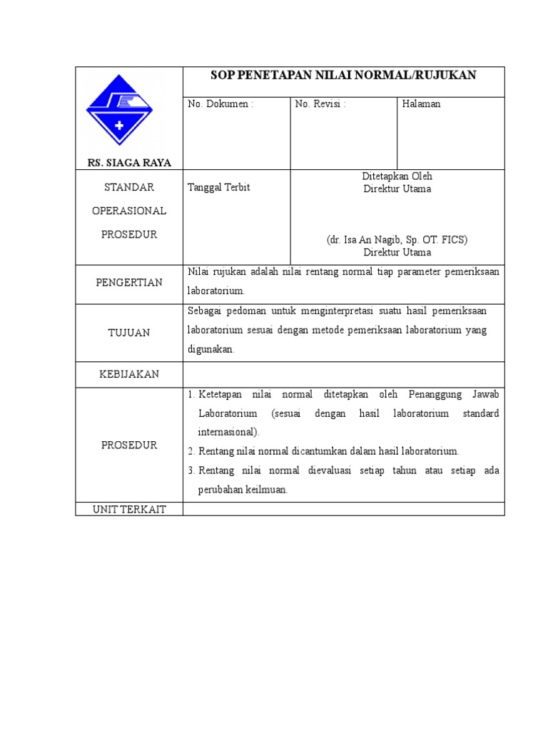 SOP Penetapan Nilai Normal | PDF