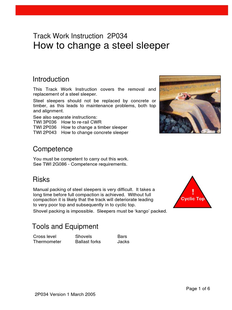 Steel Sleeper Replacement Guide | PDF | Rail Infrastructure | Rail ...