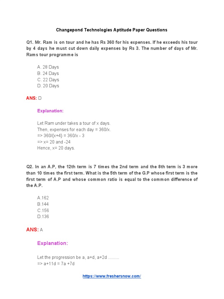 Changepond Aptitude | PDF | Numbers | Arithmetic