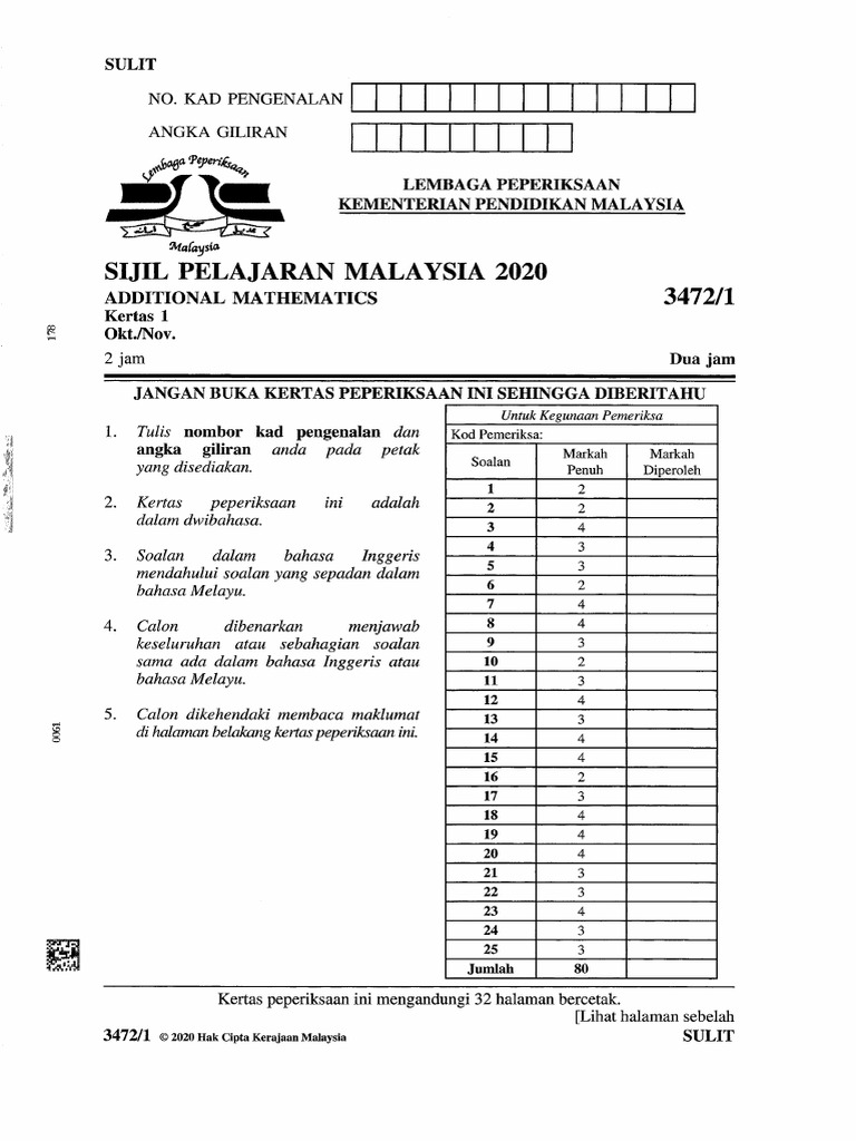 Answer SPM 2020-Revised | PDF