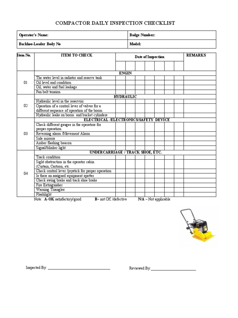Compactor-Daily-Inspection-Checklist | PDF