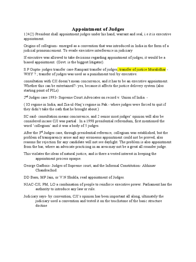 Appointment of Judges | PDF | Law