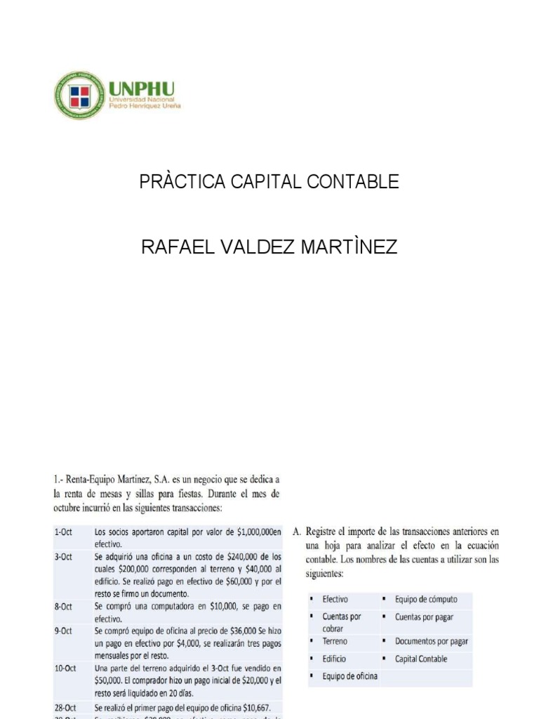 Pràctica Sobre Determinaciòn Capital Contable | PDF