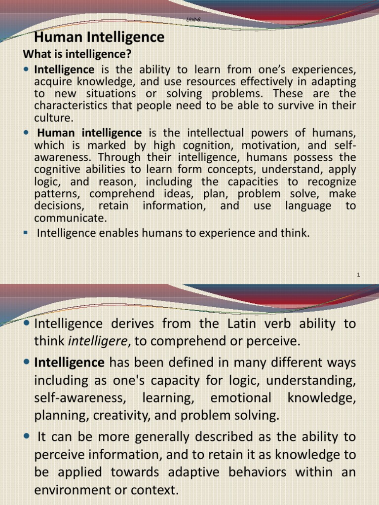 Unit 7. Human Intelligence | PDF | Intellectual Giftedness | Intelligence