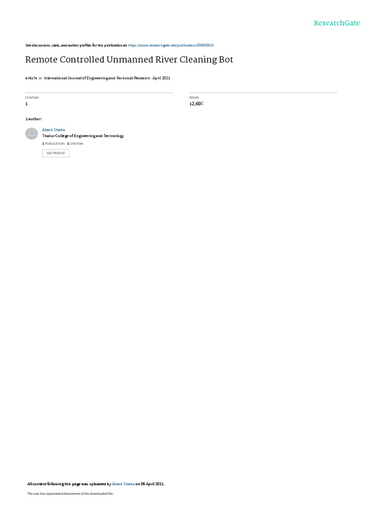 Remote Controlled Unmanned River Cleaning Bot IJERTV10IS030314 | PDF ...