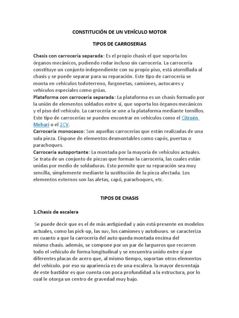Constitución de Un Vehículo Motor | PDF | Vehículos terrestres | Transporte