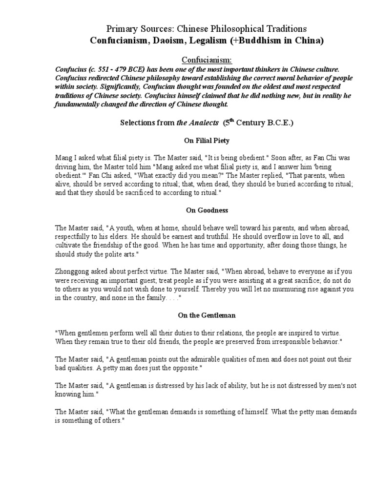 Chinese Philosophical Traditions: Confucianism & Legalism | PDF ...