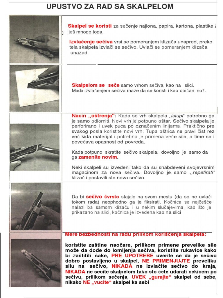 Uputstvo za rad sa skalpelom | PDF